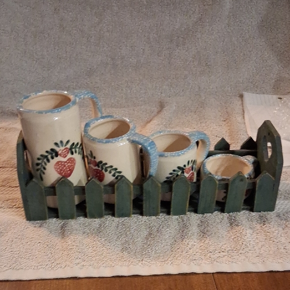 vintage set | Dining | Rustic Ceramic Pitcher Set With Blue And Green ...